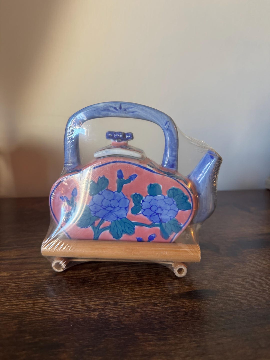 Vintage Ben Rickert Porcelain Teapot on Bamboo Stand – Zen Decor - Etsy