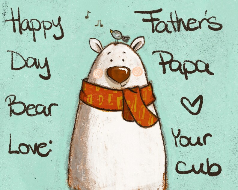 Fathers Day Card Handmade Bear and Cub Theme - Etsy