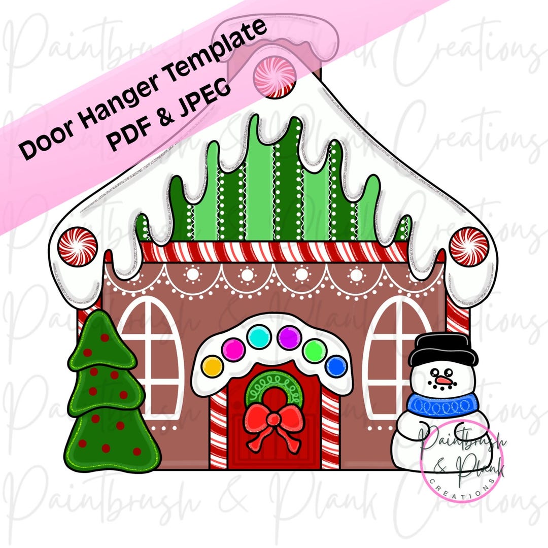 TEMPLATE: Gingerbread House Door Hanger DIY Template - Etsy