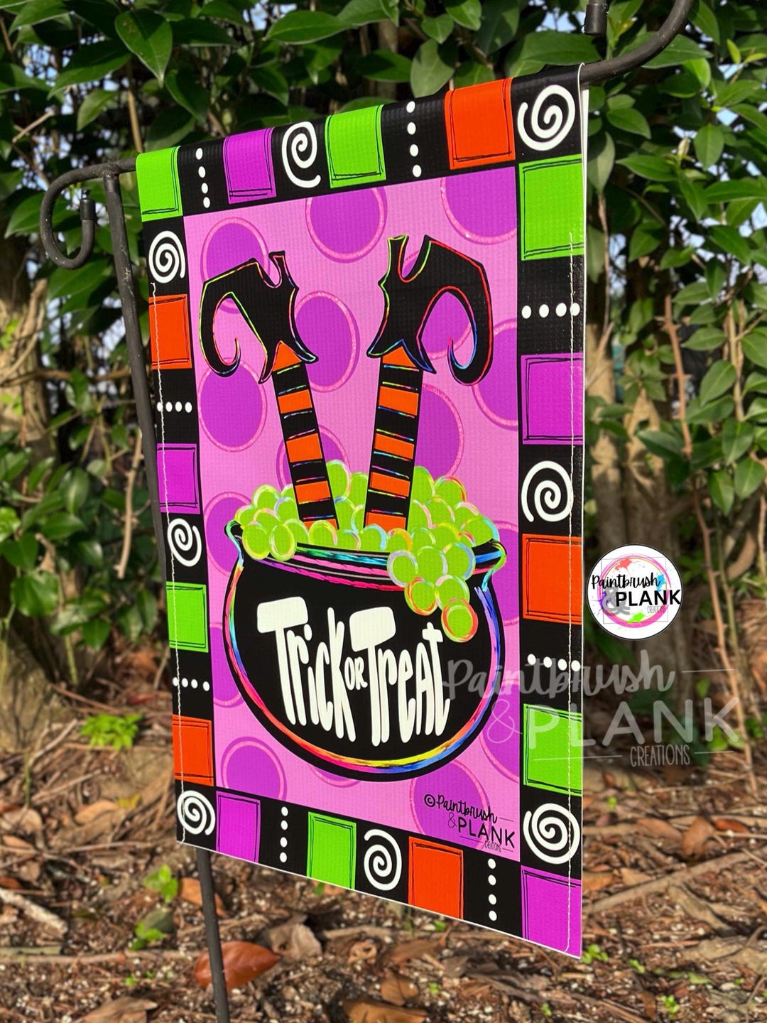 Witch Legs Cauldron Vinyl Garden Flag, Spooky Halloween Decor - Etsy