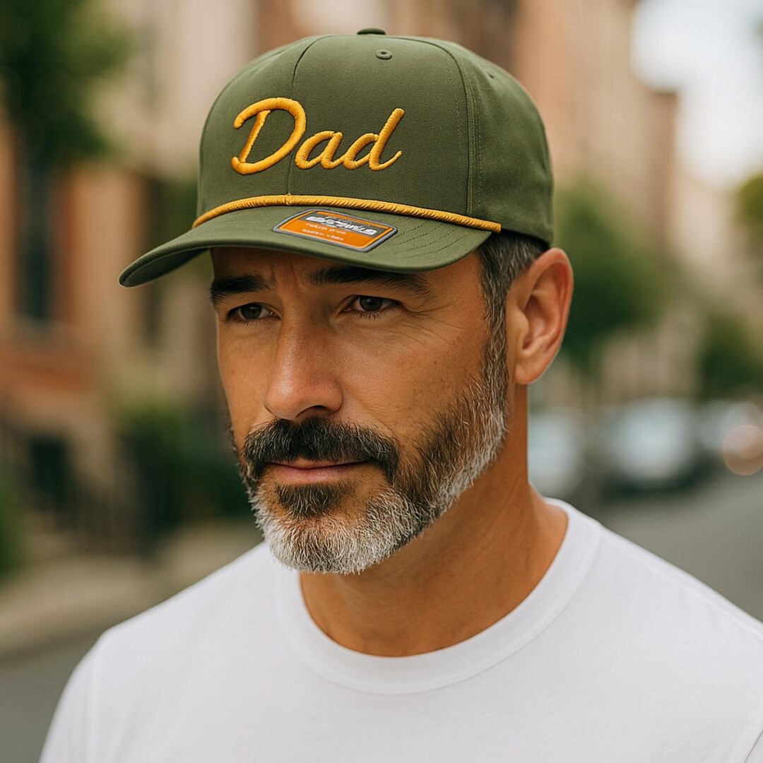 Loden Green Dad Cap: Gold Embroidered Script, Richardson 256 Gift for ...