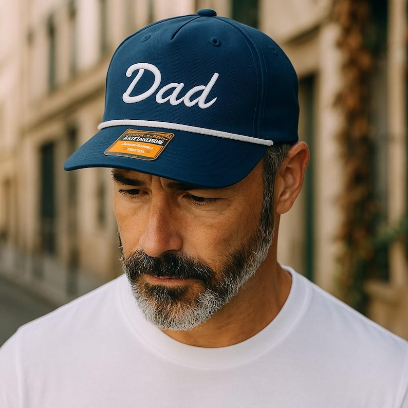 Navy Dad Hat – Embroidered Script, Rope Baseball Cap Gift for Him - Etsy