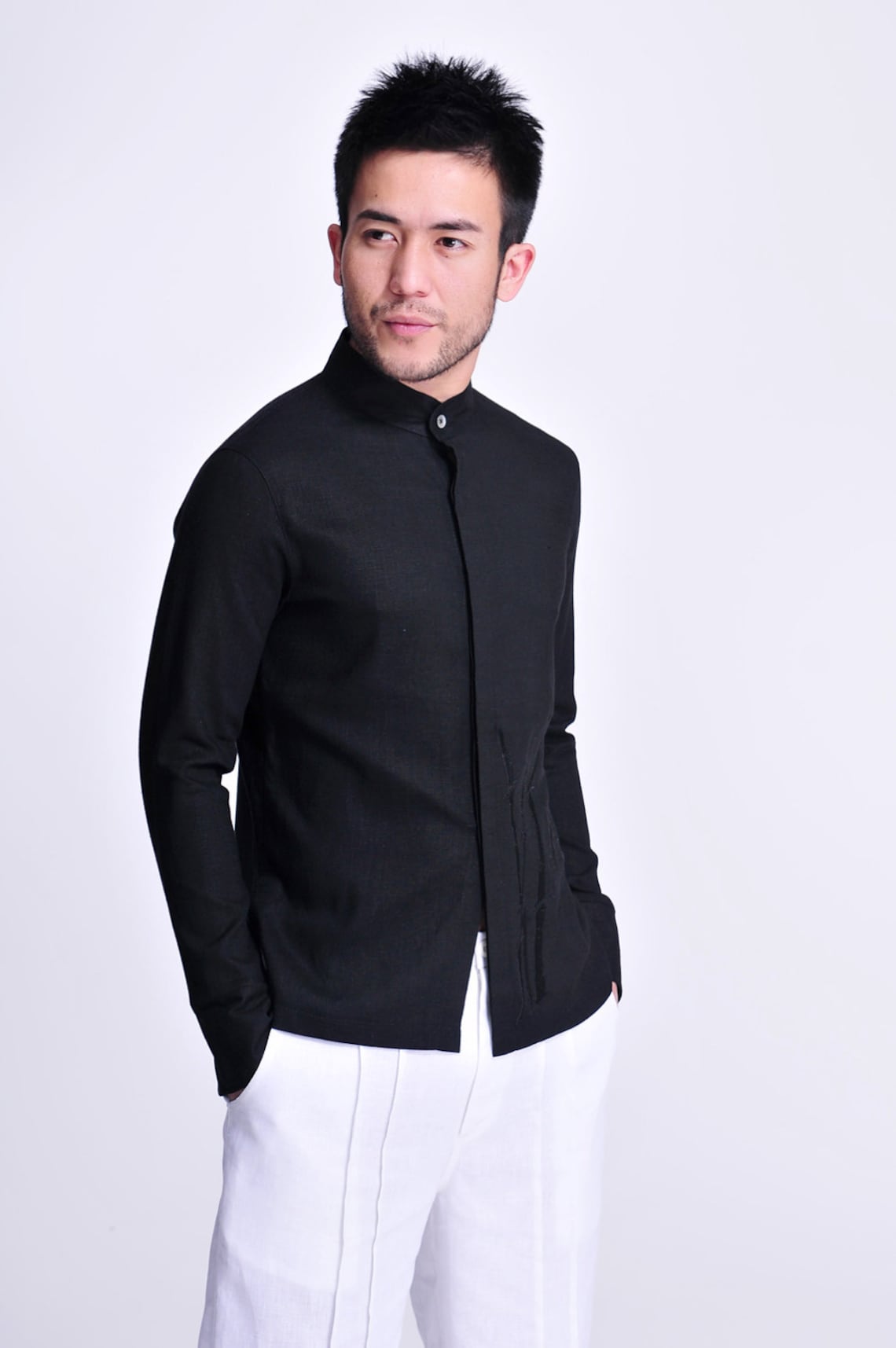 Shaded Bamboo / Linen Men's Shirt With Chinese Bamboo - Etsy