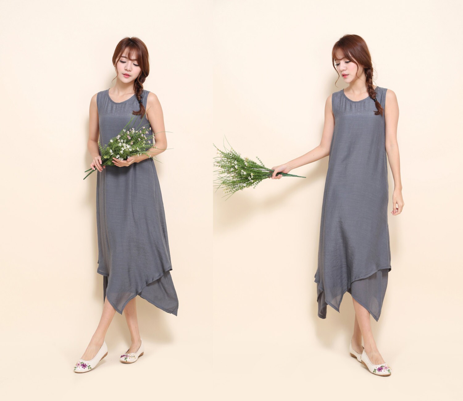 Two Piece Suit Dress/elegant Asymmetrical Silk Two Layered - Etsy