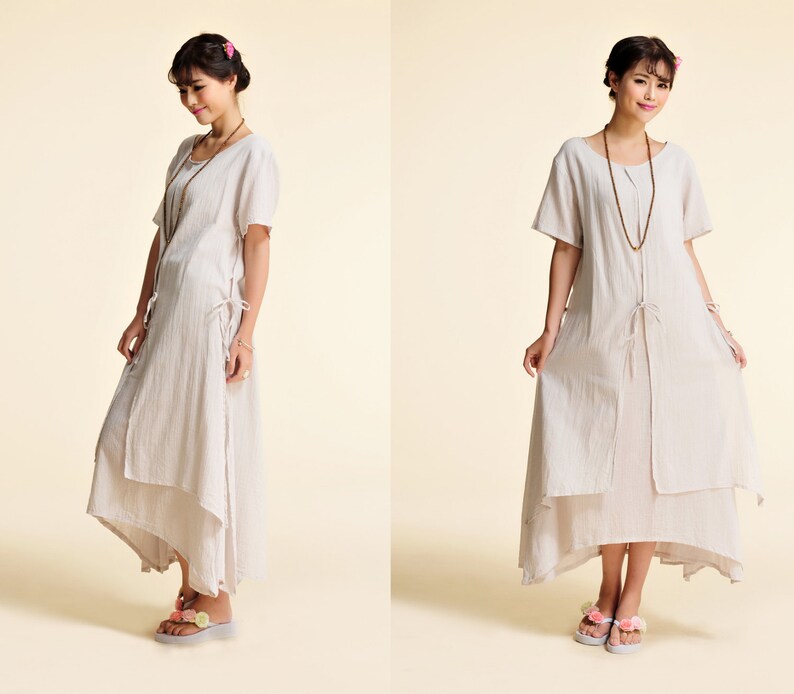 Calla Lily/ Two Layered Linen Long Dress /two Dfferent Looks/ - Etsy