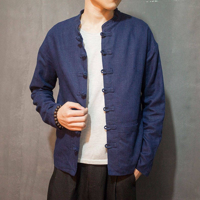 Classic Chinese Style Linen Men's Jacket With Handmade | Etsy