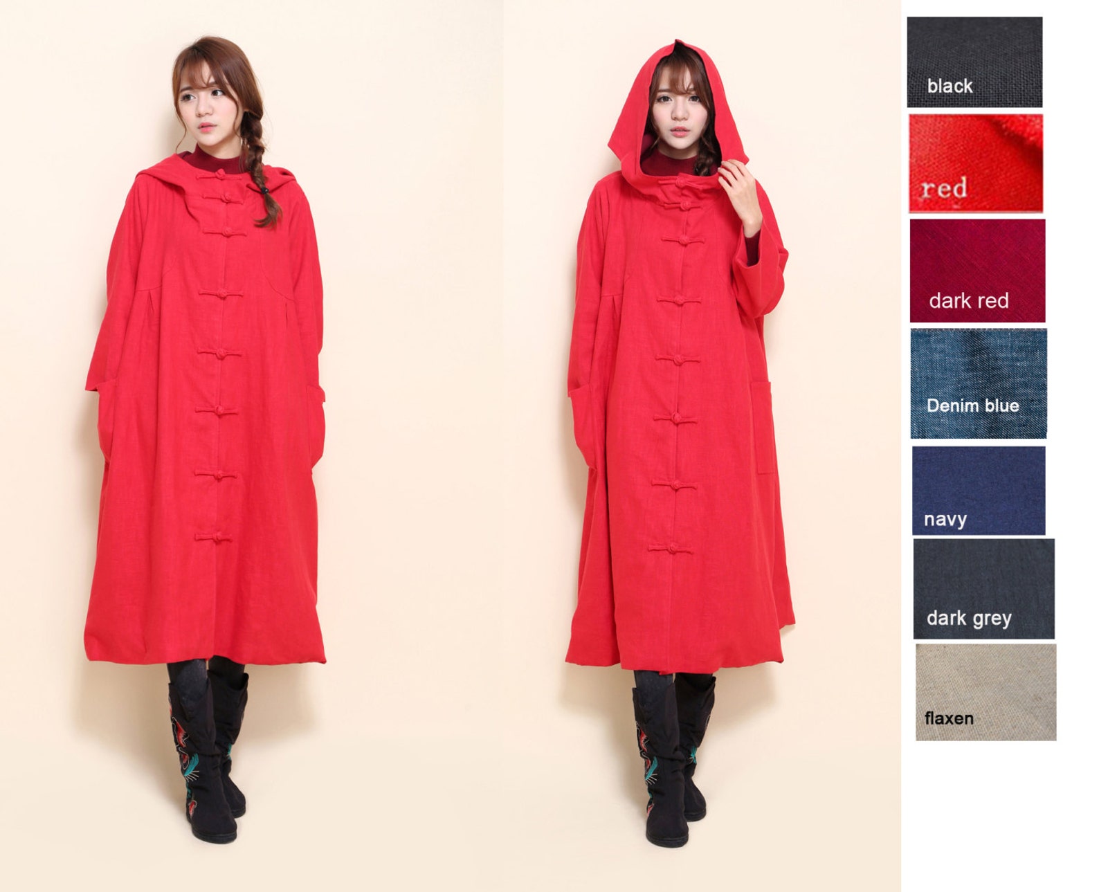 Little Red Riding Hood/ Free Style Long Coat/ Hoodie With - Etsy