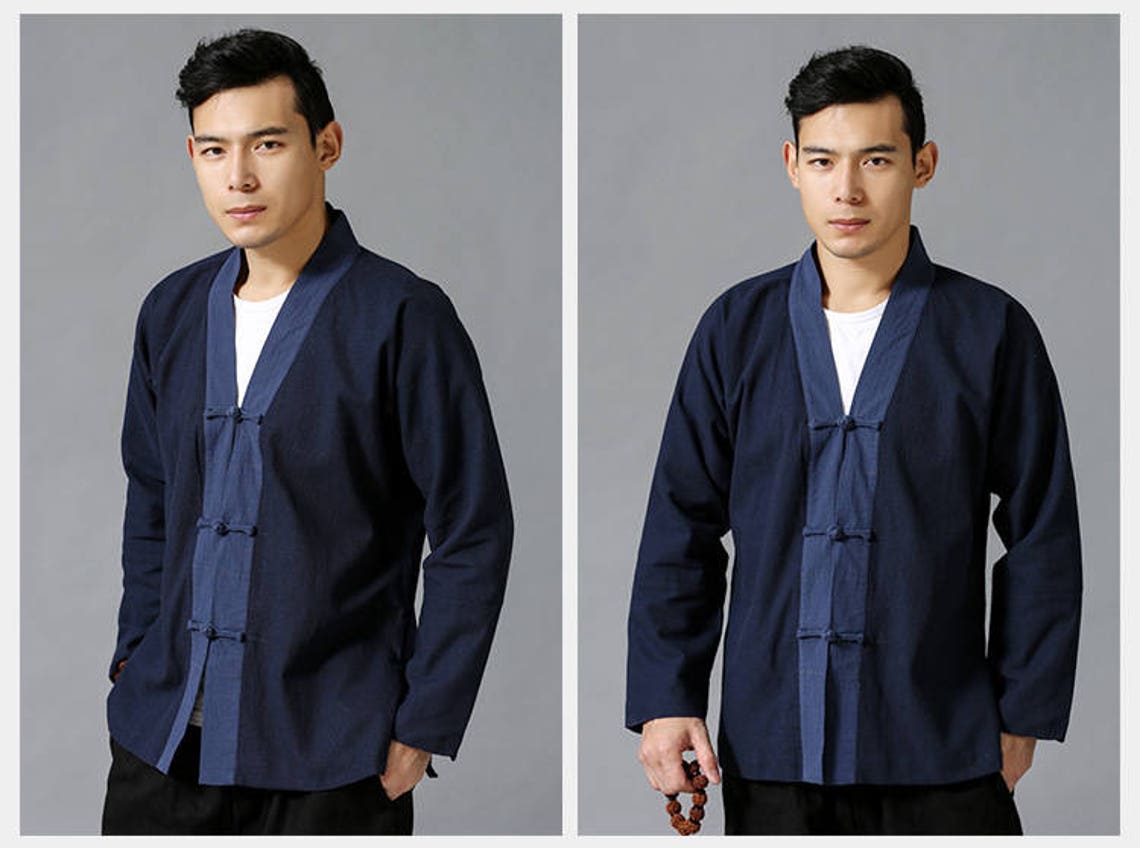 Classic Chinese Style Linen Men's V Neckline Light Jacket - Etsy