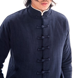 Classic Asian Design/ Linen Men's Winter Coat With Cotton Padded Lining ...