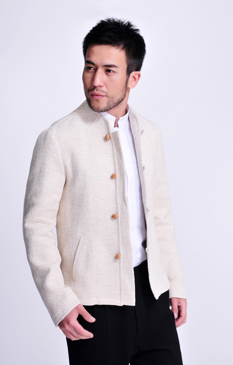 Friendly Birch / Classic Asian Design/ Linen Men's Jacket - Etsy