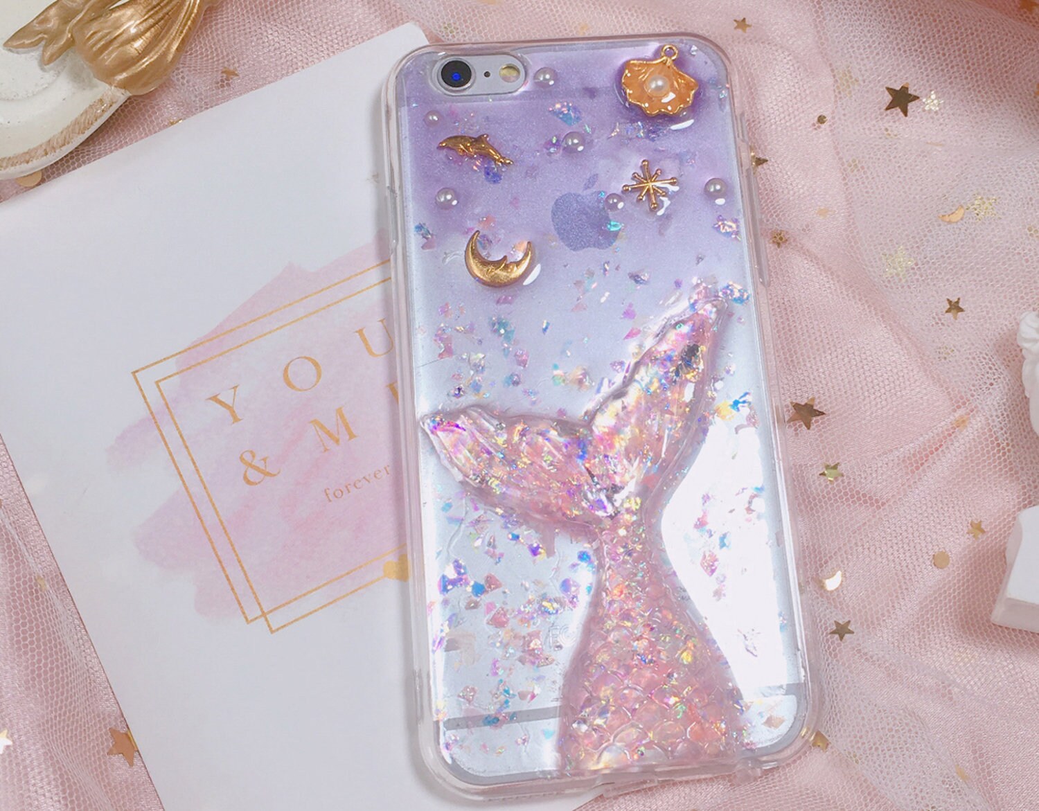 Mermaid 3D Resin-poured/Glitter Flakes HANDMADE iPhone Case | Etsy