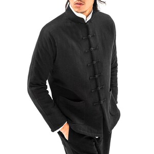 Classic Asian Design/ Linen Men's Winter Coat With Cotton Padded Lining ...