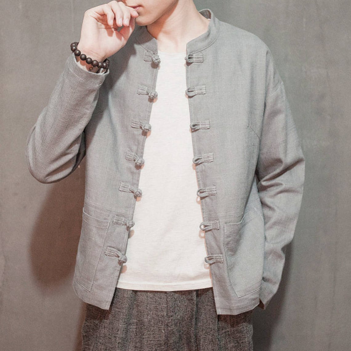 Classic Chinese Style Linen Men's Jacket With Handmade - Etsy