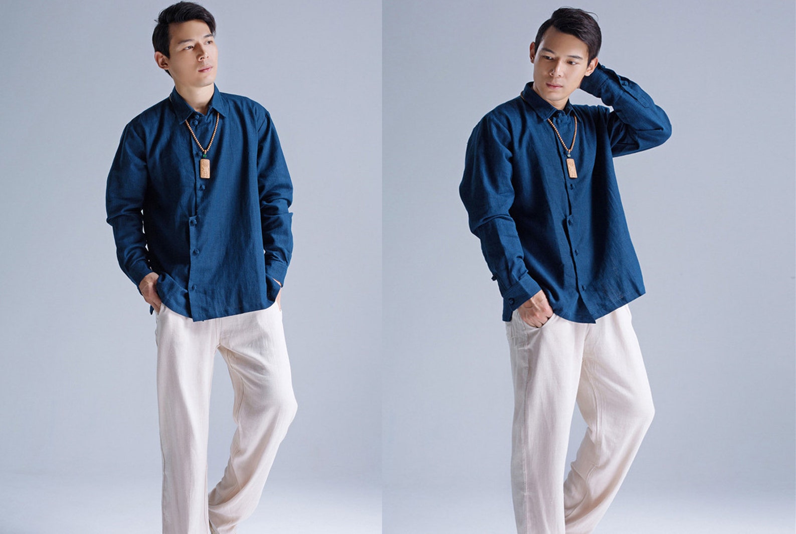 Chinese Style Asymmetrical Linen Men's Shirts/light Jackets With ...