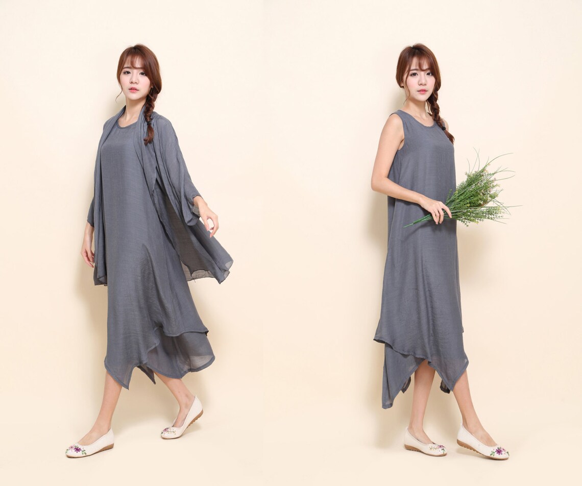 Two Piece Suit Dress/elegant Asymmetrical Silk Two Layered - Etsy