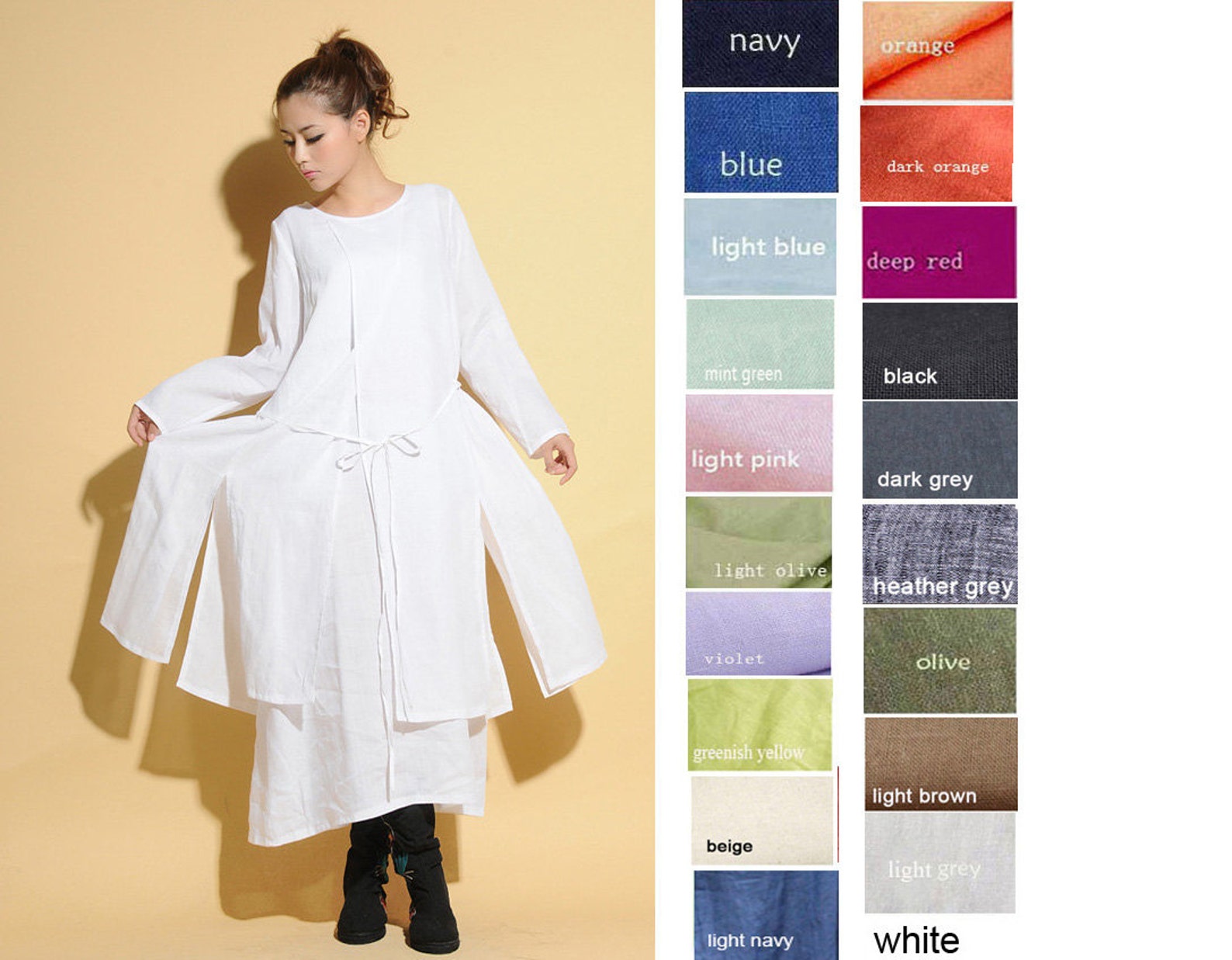 Hanging Rope Casual Two Layered Long Dress / Any Size/ 20 Colors ...