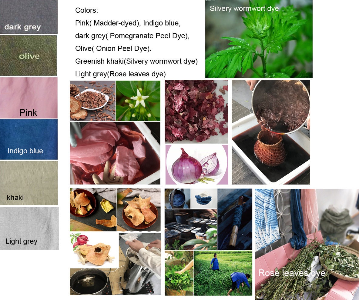 Women's/pomegranate Peel Dye/ Plant-dyed Indigo Hidden - Etsy