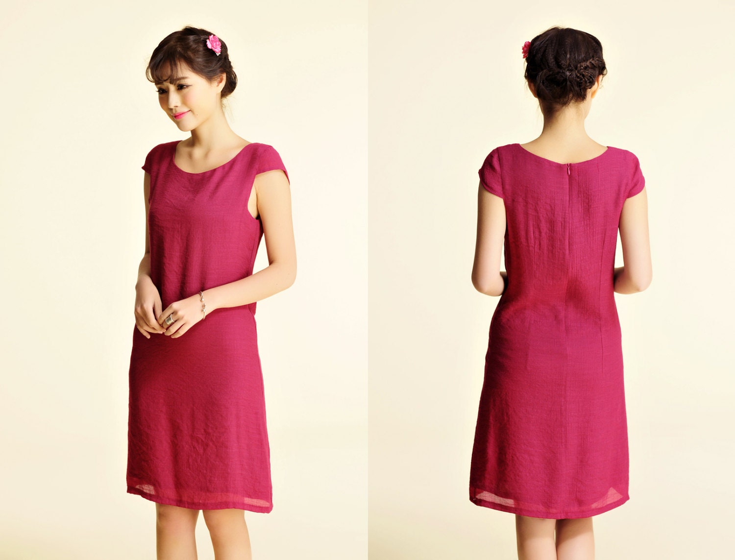 Sweet Cranberry /ideal Hot Weather Dress / Lovely Silk Dress - Etsy