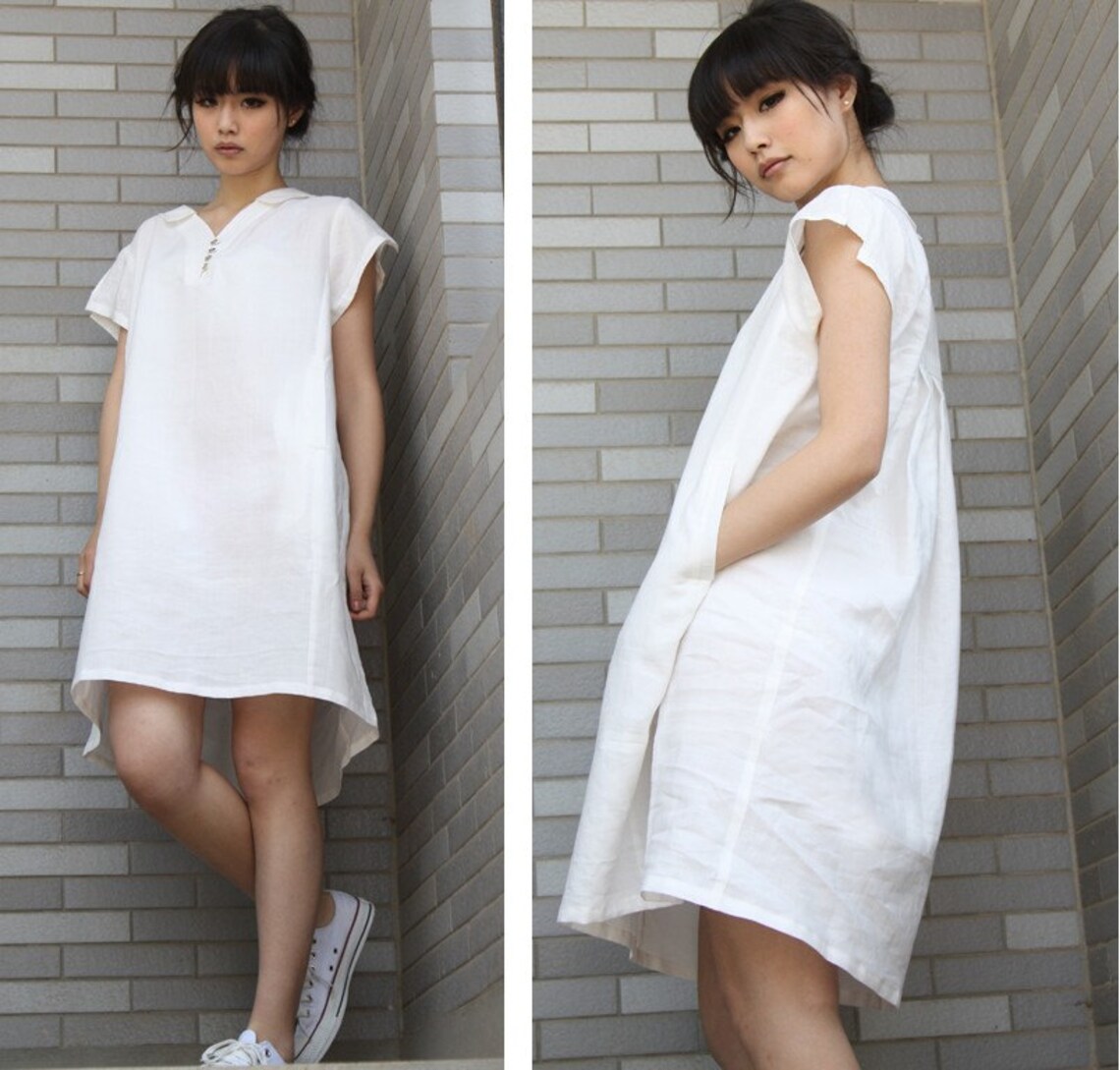 Summertime Tea Loose-fitting Dress With Lovely Collar and - Etsy