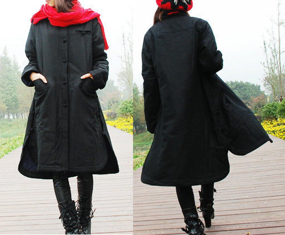 Ethnic Style Winter Long Coat With Handmade Buttons/cotton - Etsy