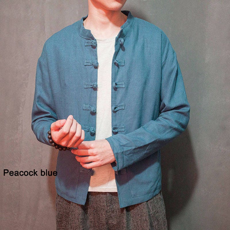 Classic Chinese Style Linen Men's Jacket With Handmade | Etsy