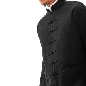 Classic Asian Design/ Linen Men's Winter Coat With Cotton Padded Lining ...