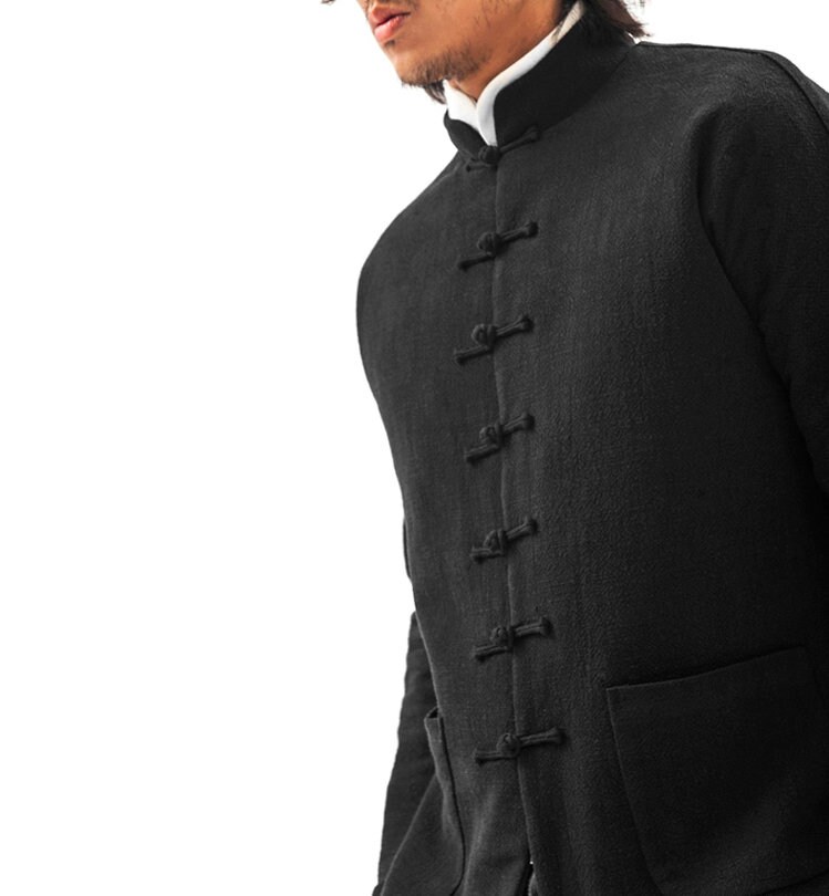 Classic Asian Design/ Linen Men's Winter Coat With Cotton - Etsy