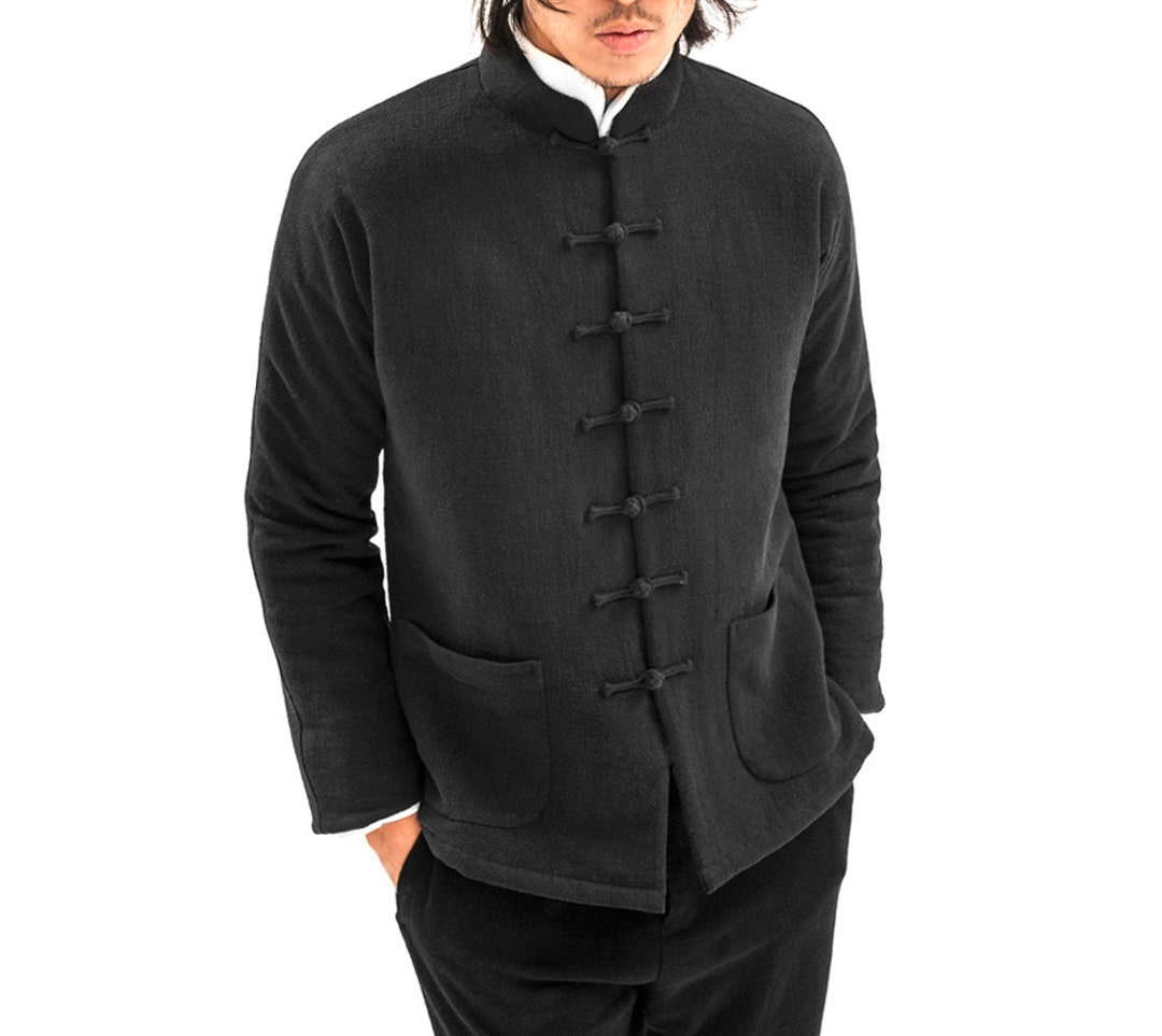 Classic Asian Design/ Linen Men's Winter Coat With Cotton Padded Lining ...