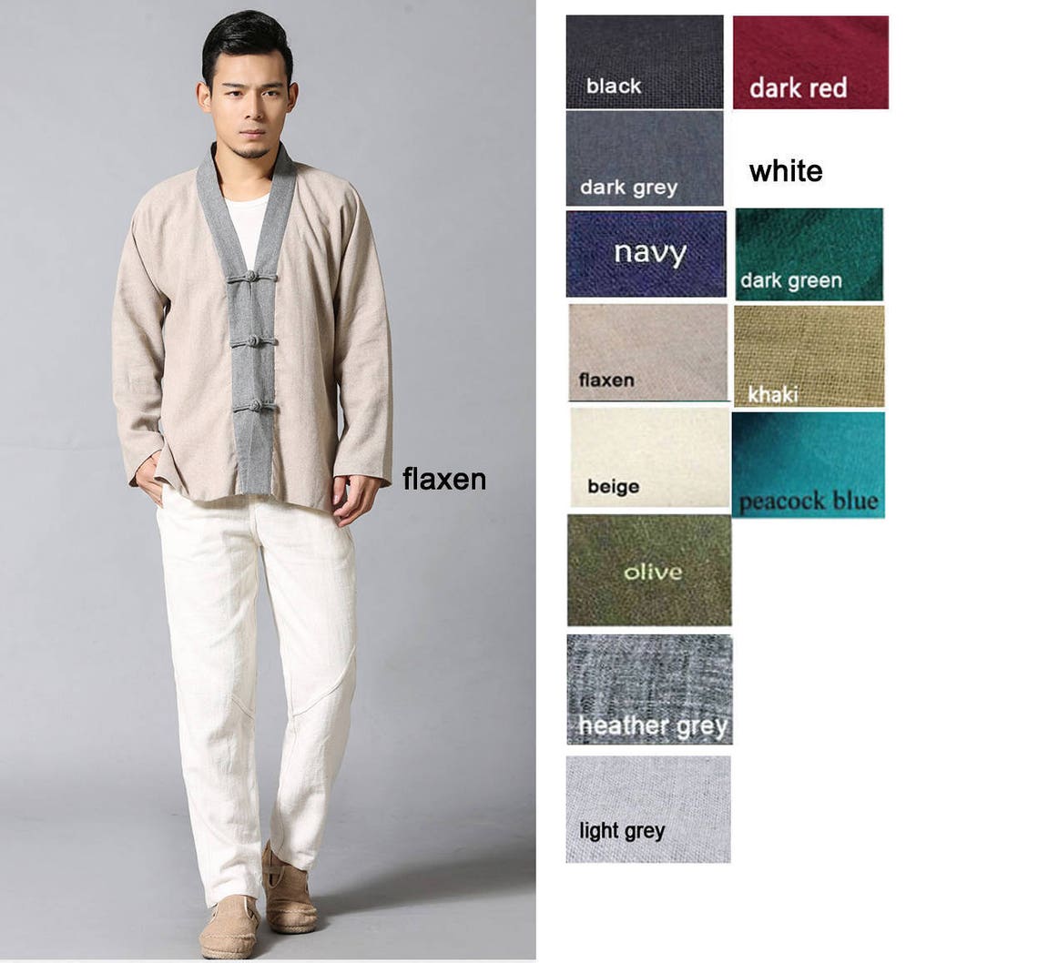 Classic Chinese Style Linen Men's V Neckline Light Jacket - Etsy