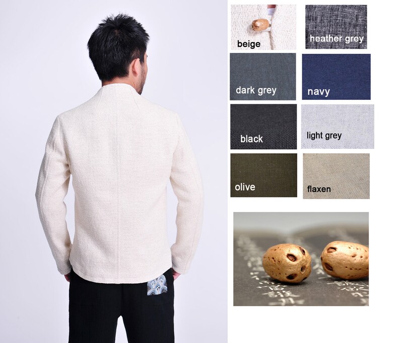 Friendly Birch / Classic Asian Design/ Linen Men's Jacket - Etsy
