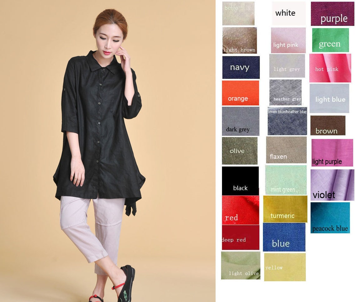 Free Style Linen Long Blouse With Asymmetrical Hems/ 28 - Etsy