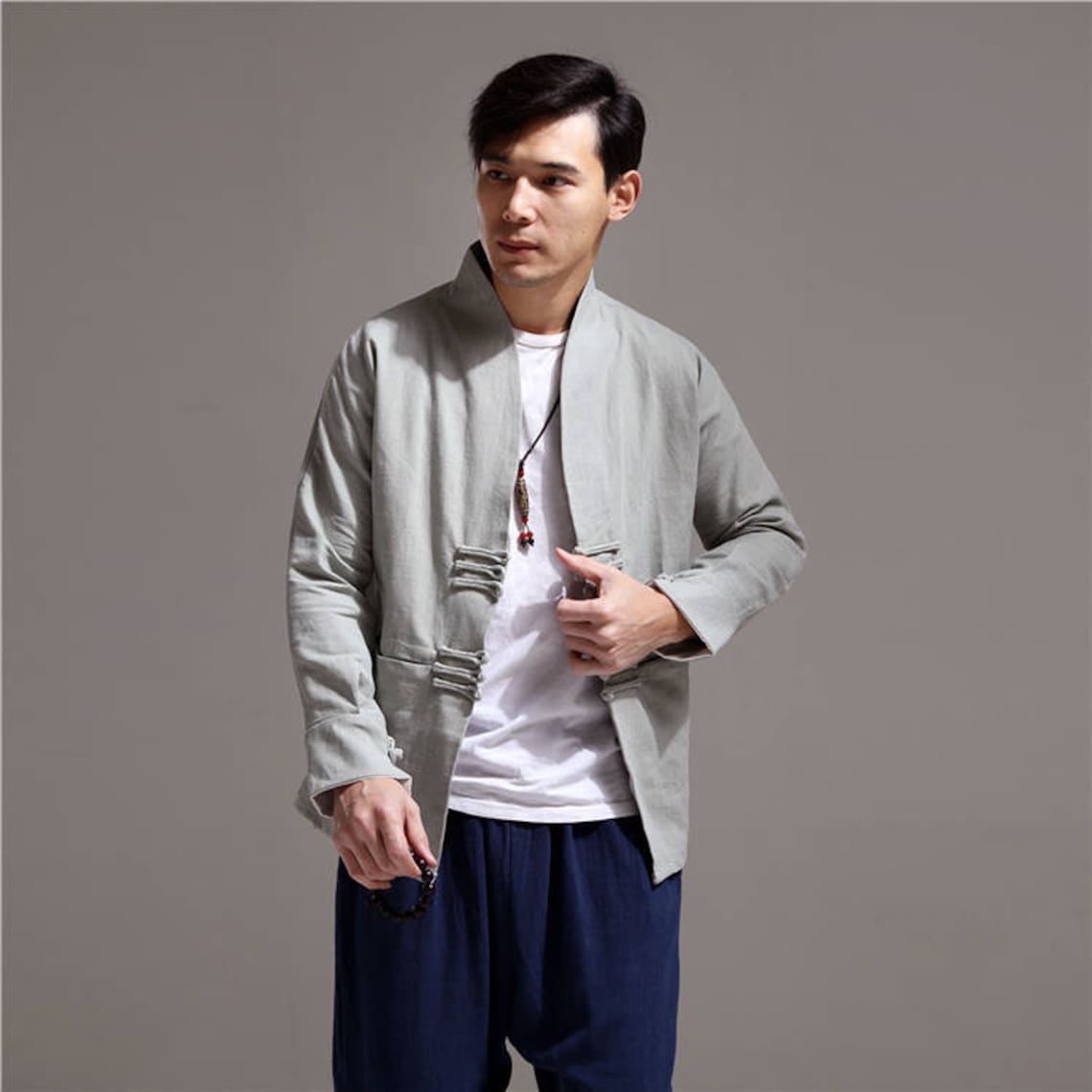 Linen Men's Light Jacket With Handmade Buttons / 9 Colors/ - Etsy