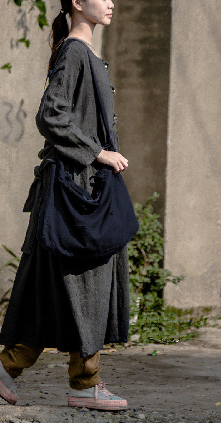 Lovely Linen Long Coat Dress With Handmade Silver Button / - Etsy