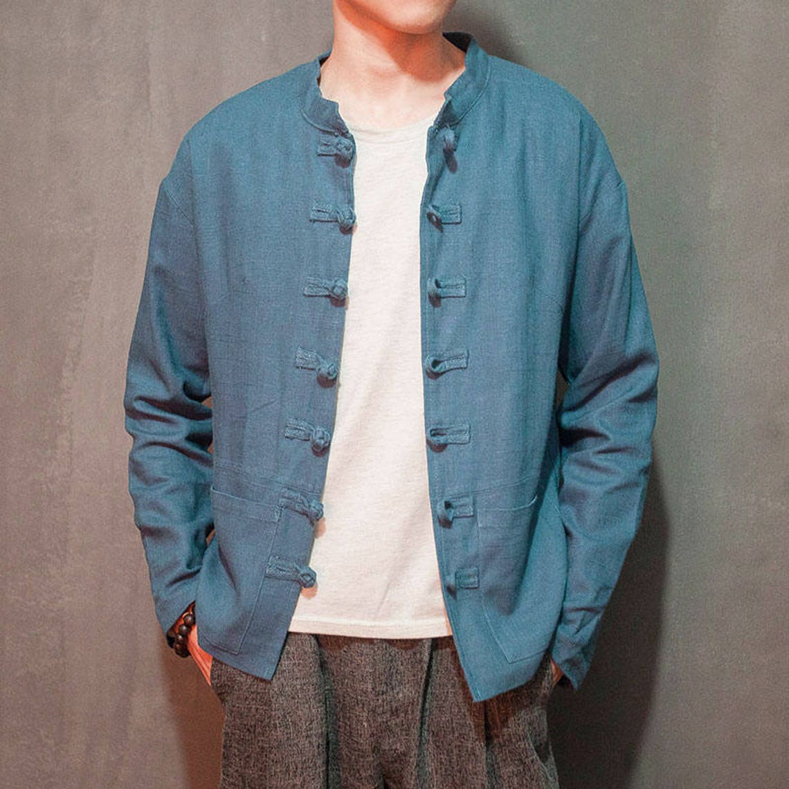 Classic Chinese Style Linen Men's Jacket With Handmade - Etsy