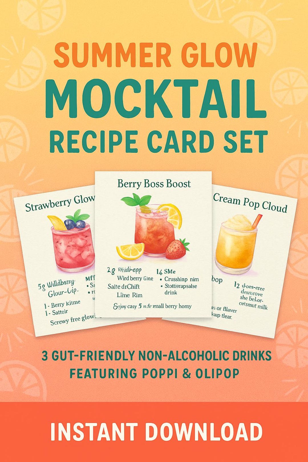 Summer Glow Mocktail Recipe Card Set – 3 Gut-friendly Non-alcoholic ...