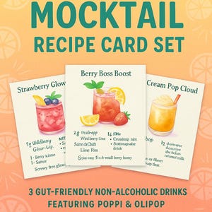 Summer Glow Mocktail Recipe Card Set – 3 Gut-friendly Non-alcoholic ...