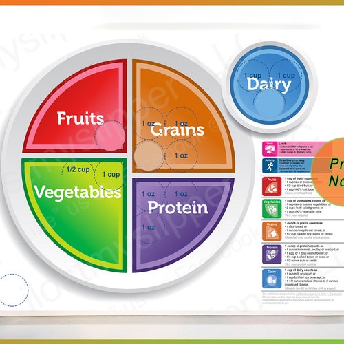 Myplate Food Tracker. Printable Visual With USDA Dietary - Etsy
