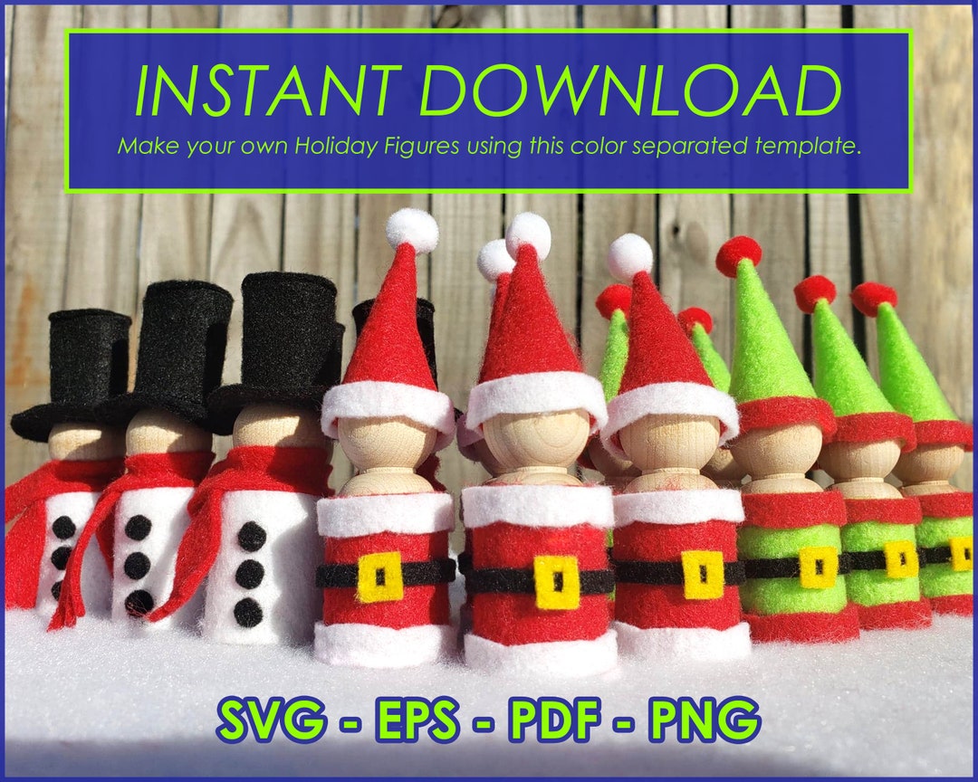 Holiday Peg People SVG - for 2-3/8 Inch X 7/8 Inch Peg Dolls ...
