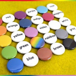 30 Color Magnets! 1" Mini Buttons. ROYGBV CMYK. Teaching Colors Pre-k ...