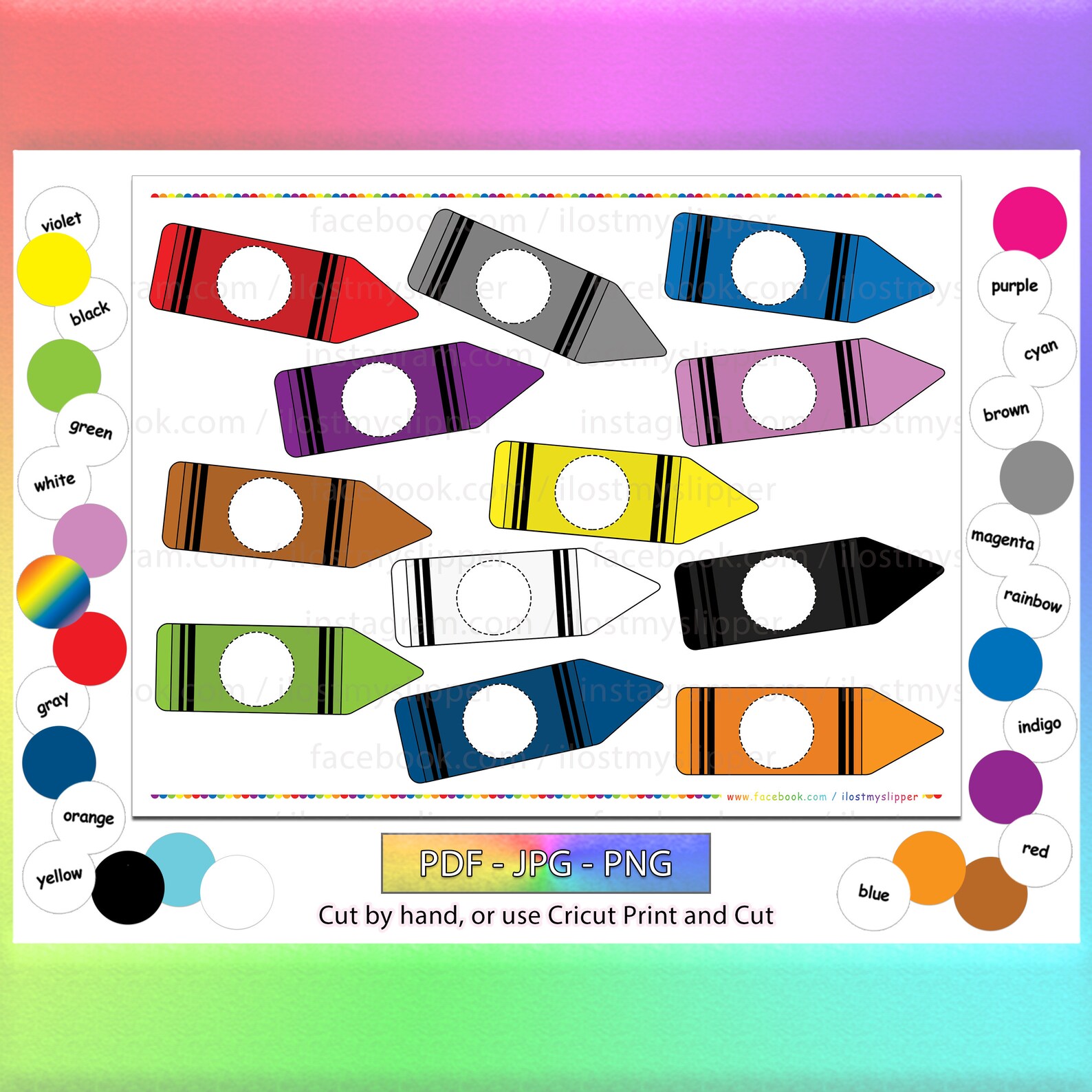 3-pack Colors Printables. Color Wheel Crayons & Rainbow. - Etsy