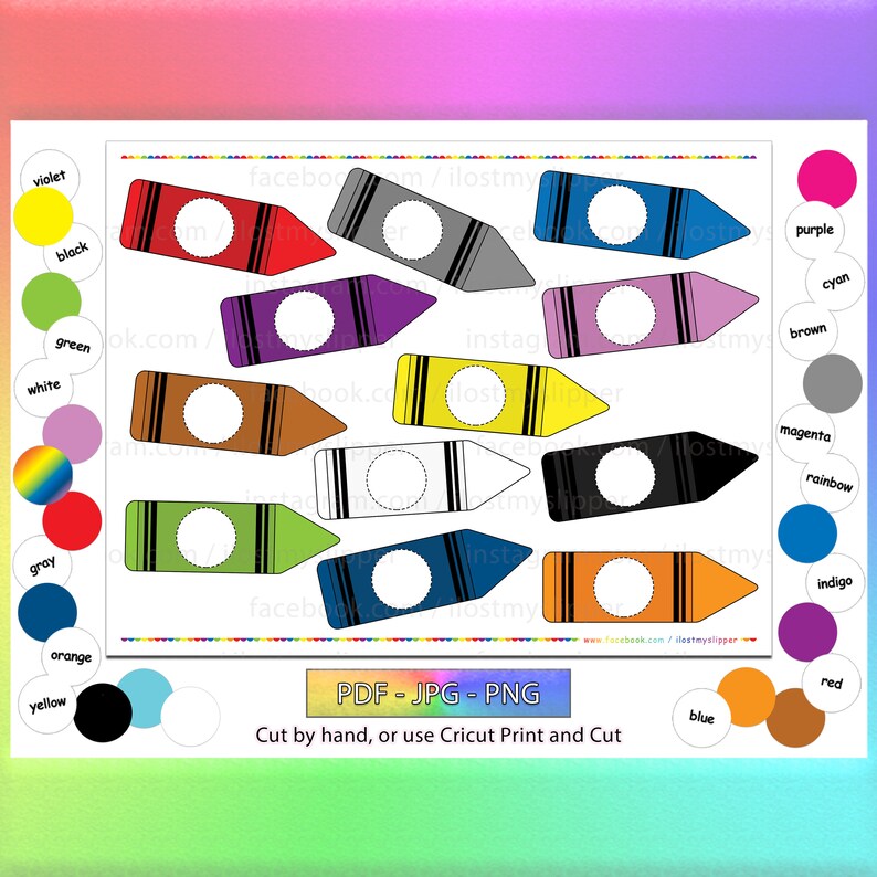 3-pack Colors Printables. Color Wheel Crayons & Rainbow. - Etsy