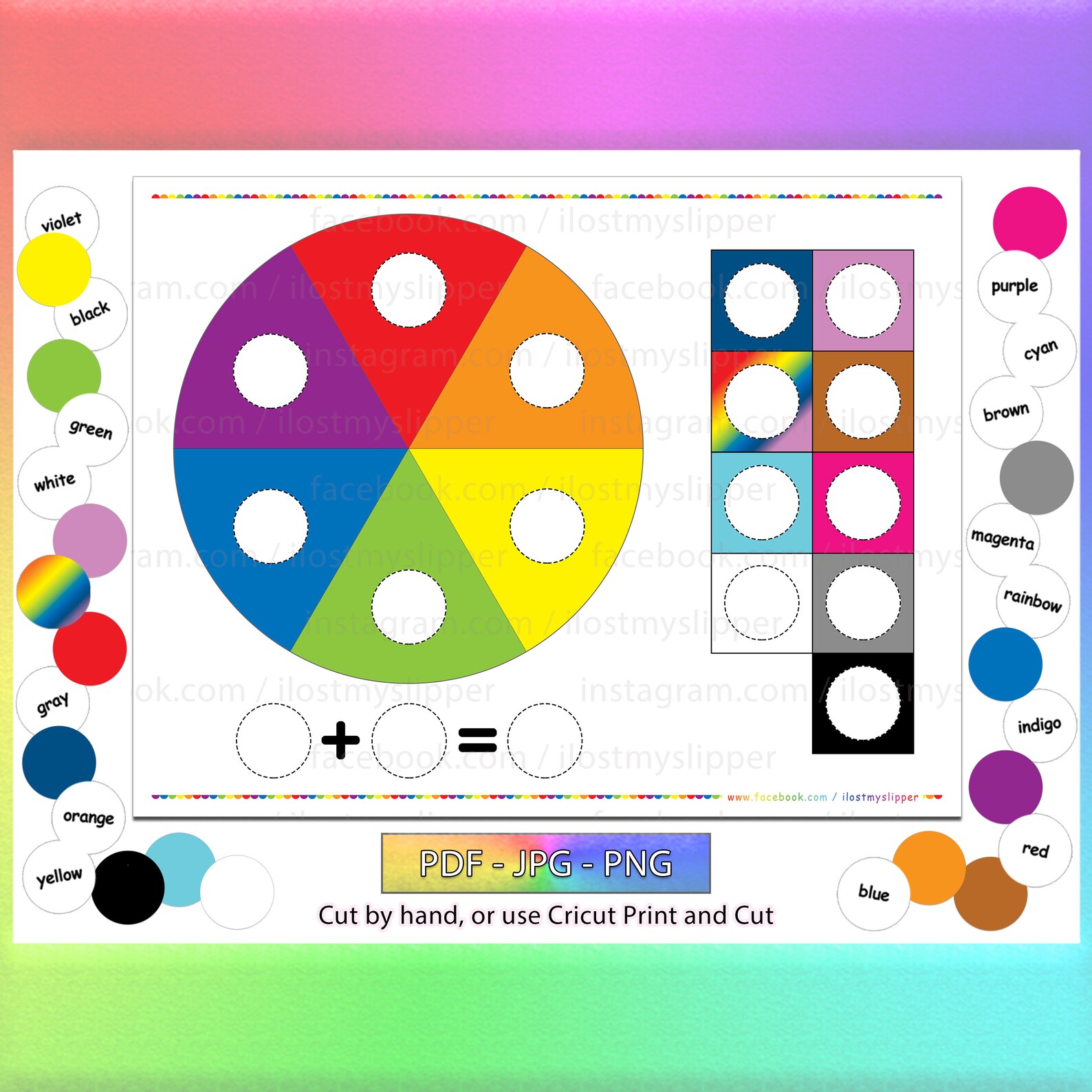 3-pack Colors Printables. Color Wheel Crayons & Rainbow. - Etsy