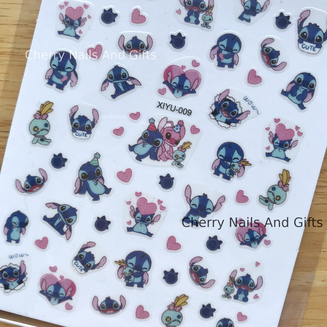 Cute Stitch and Angel NAIL STICKER Art - Etsy