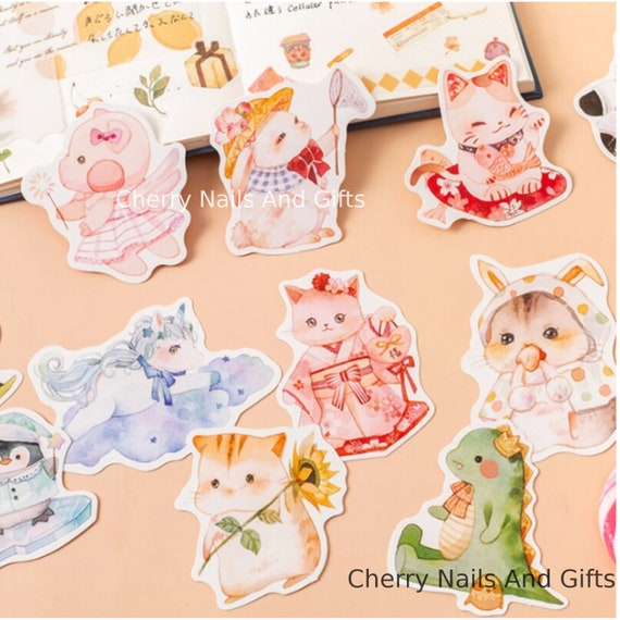Japanese Washi Paper Stickers Sheet Cute Kawaii Animals - Etsy