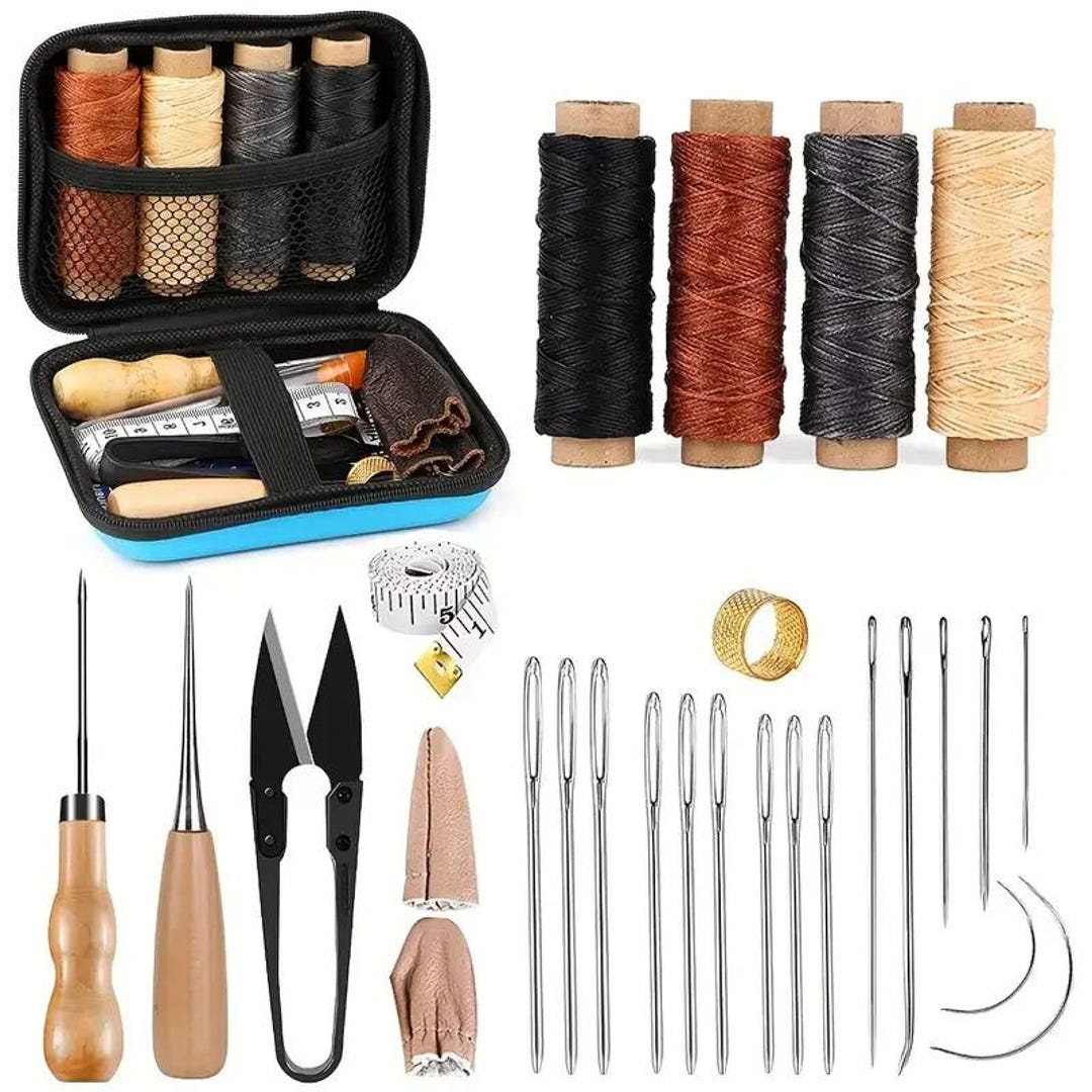 Leather Sewing Kit | With Awl Hand Sewing | Stitching Needles | Thread ...