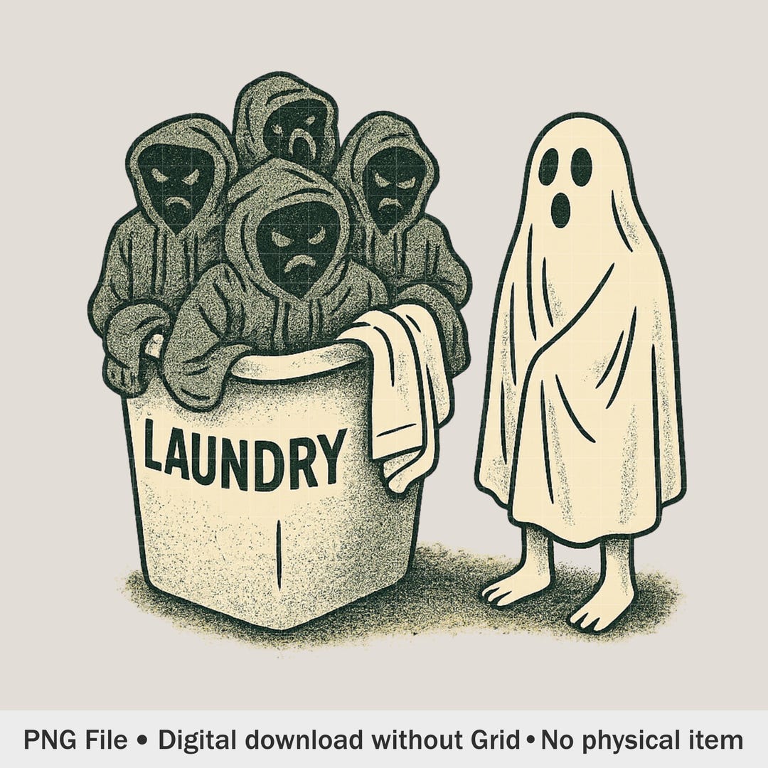 Funny Ghost Laundry PNG, Vintage Halloween Clipart, Haunted Laundry ...