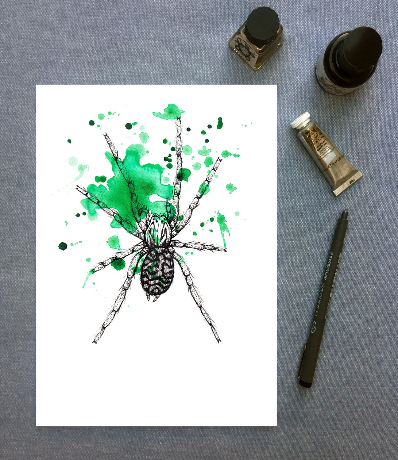 Squashed Spider Watercolour Art Print - Etsy