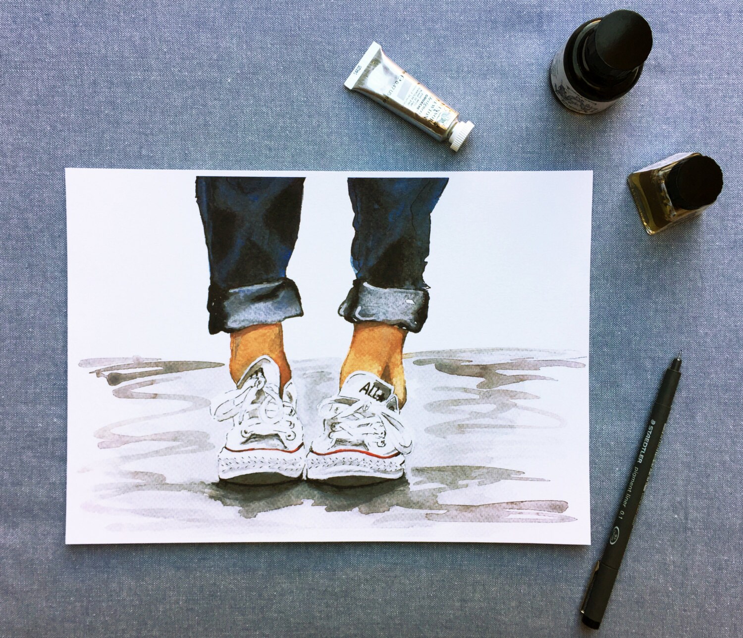 Converse Sneakers Watercolour Art Print - Etsy