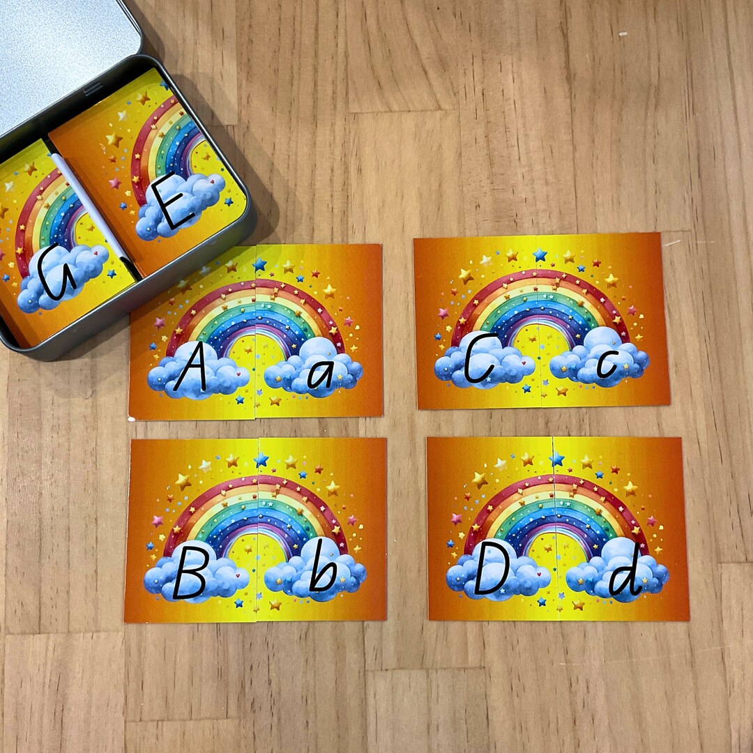 Rainbow Alphabet Matching Card Game in Tin Educational Homeschool ...
