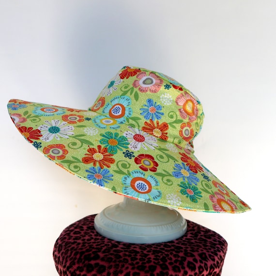 Wide Brim Reversible Sun Hat Floral / Woodland Trees - Etsy